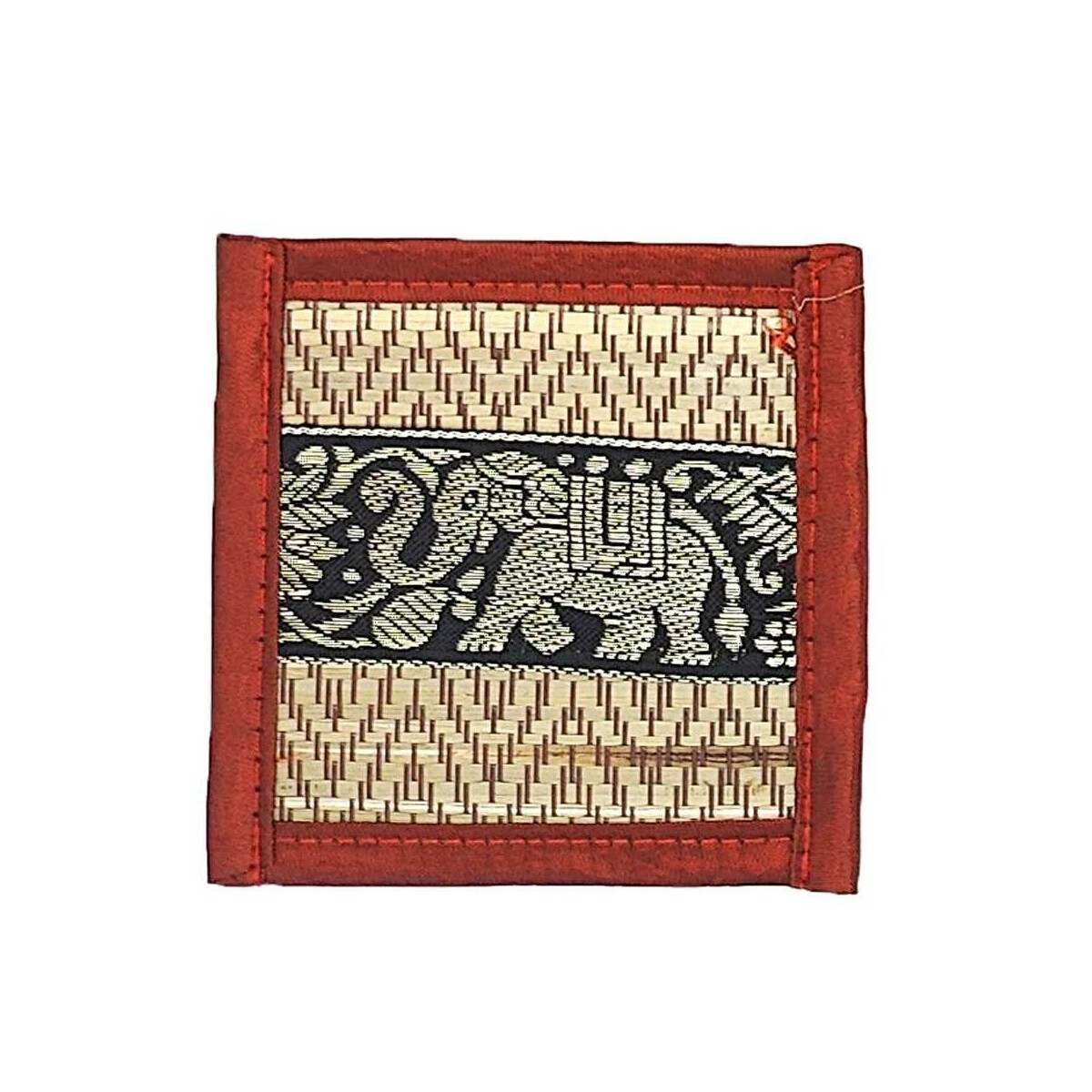 Thai Tisch-Set Untersetzer Platz-Set 8-teilig aus Bast mit Elefantenm